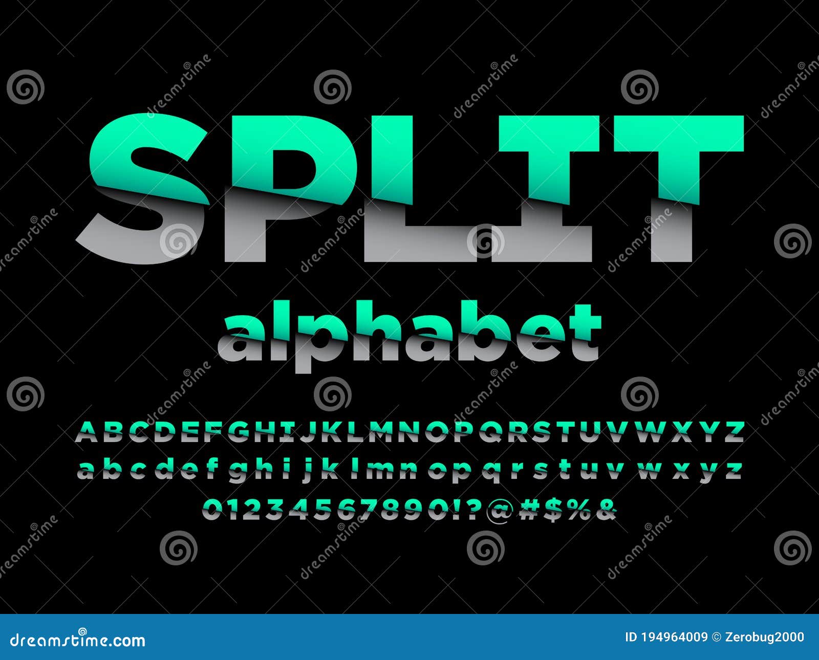 Split font stock vector. Illustration of alphabet, graphic - 194964009