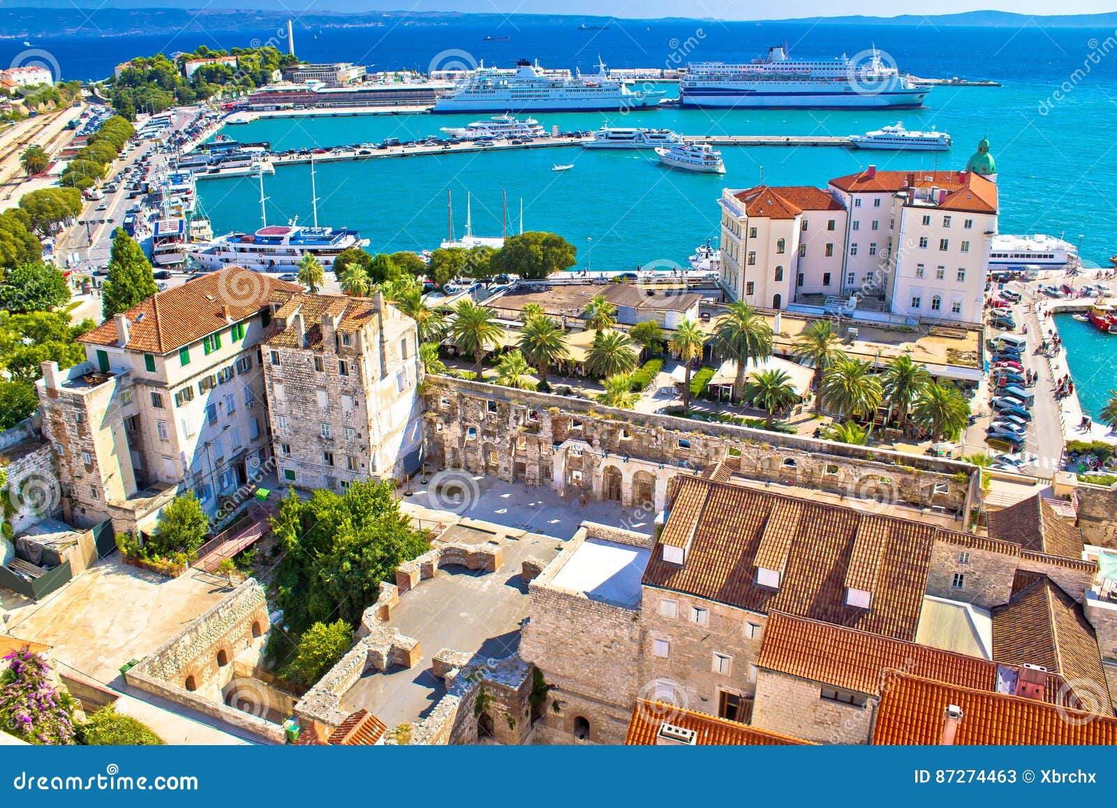 Split Harbor and Waterfront Aerial View Stock Image - Image of blue ...