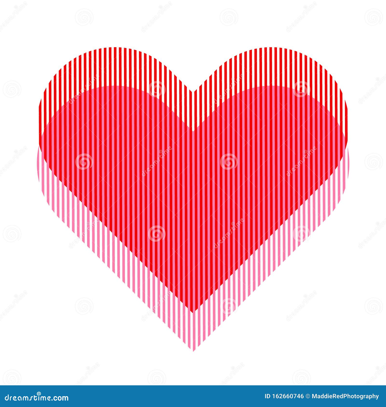 Split Heart Vector Effect in Red and Pink Lines, Isolated on a White ...