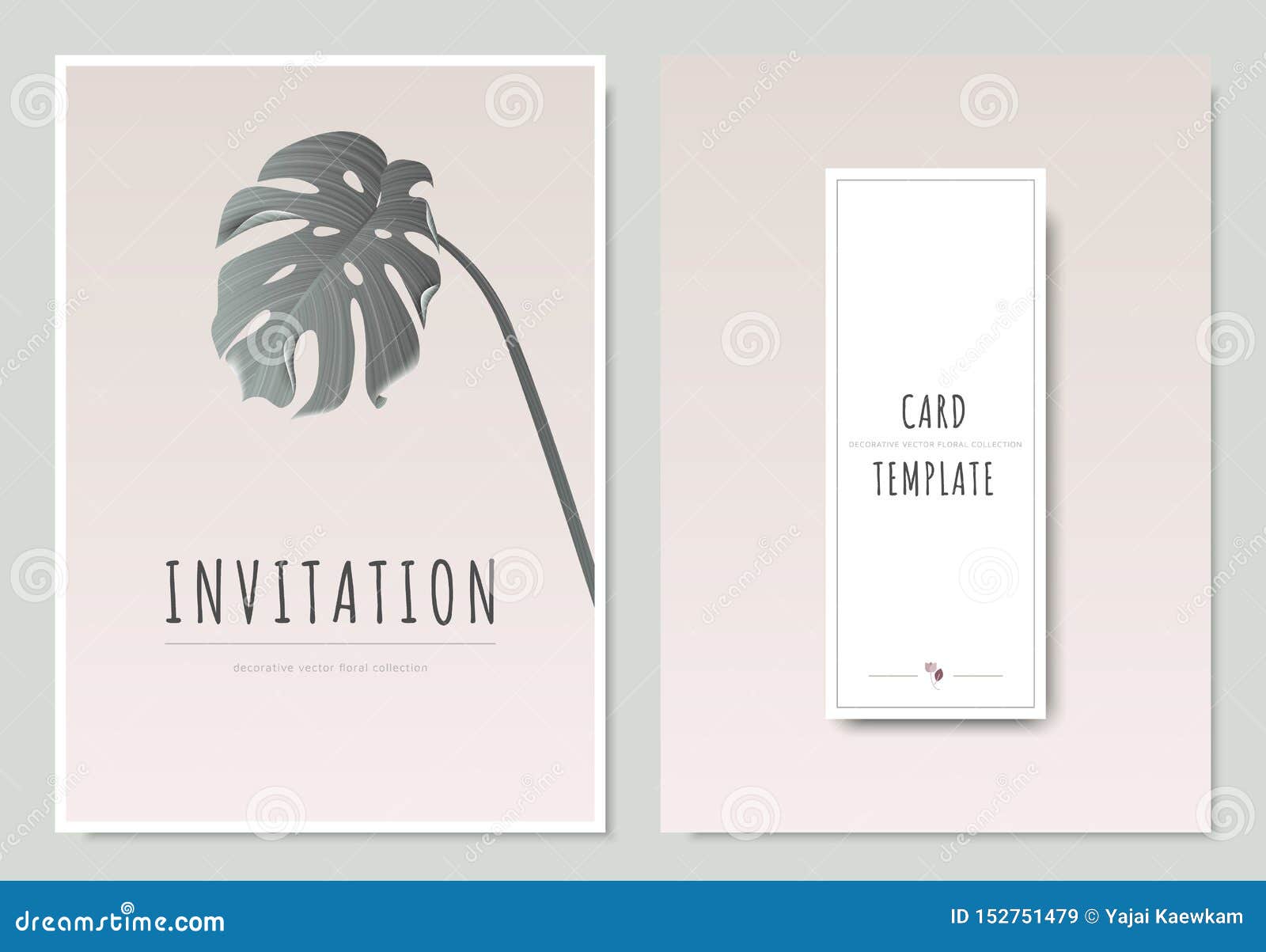 Split Leaf Philodendron, Minimal Invitation Card Template Stock Vector ...