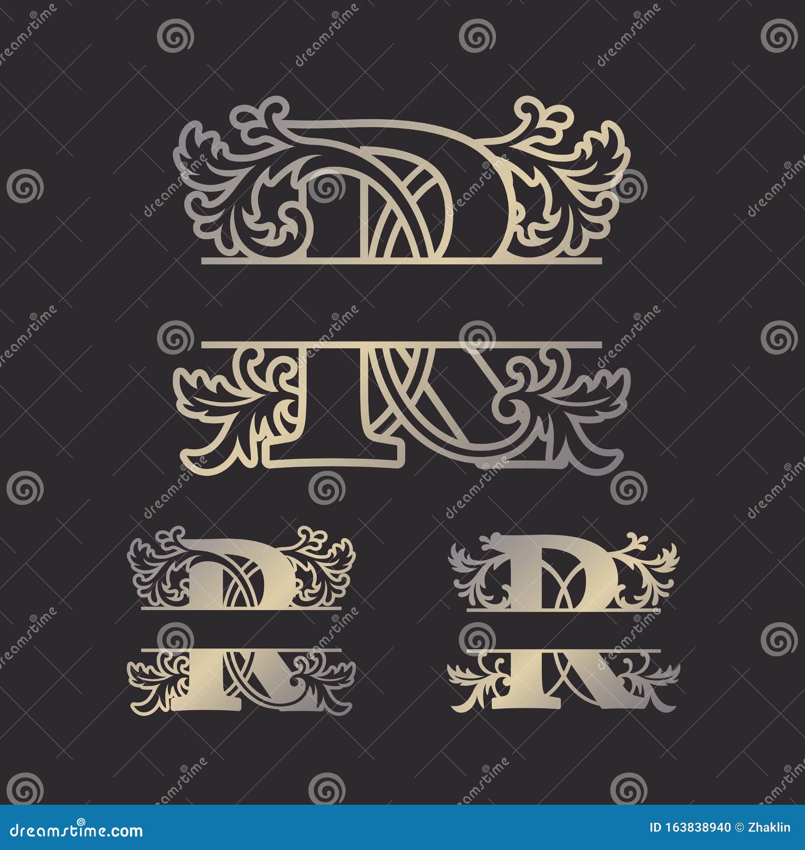 Split Letters. Split Monogram Font. Split Alphabet. Stock Vector ...