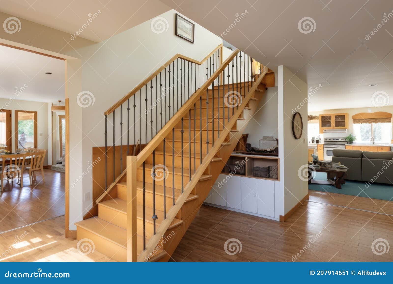 Split-level Interior As Seen from the Staircase Stock Image - Image of ...