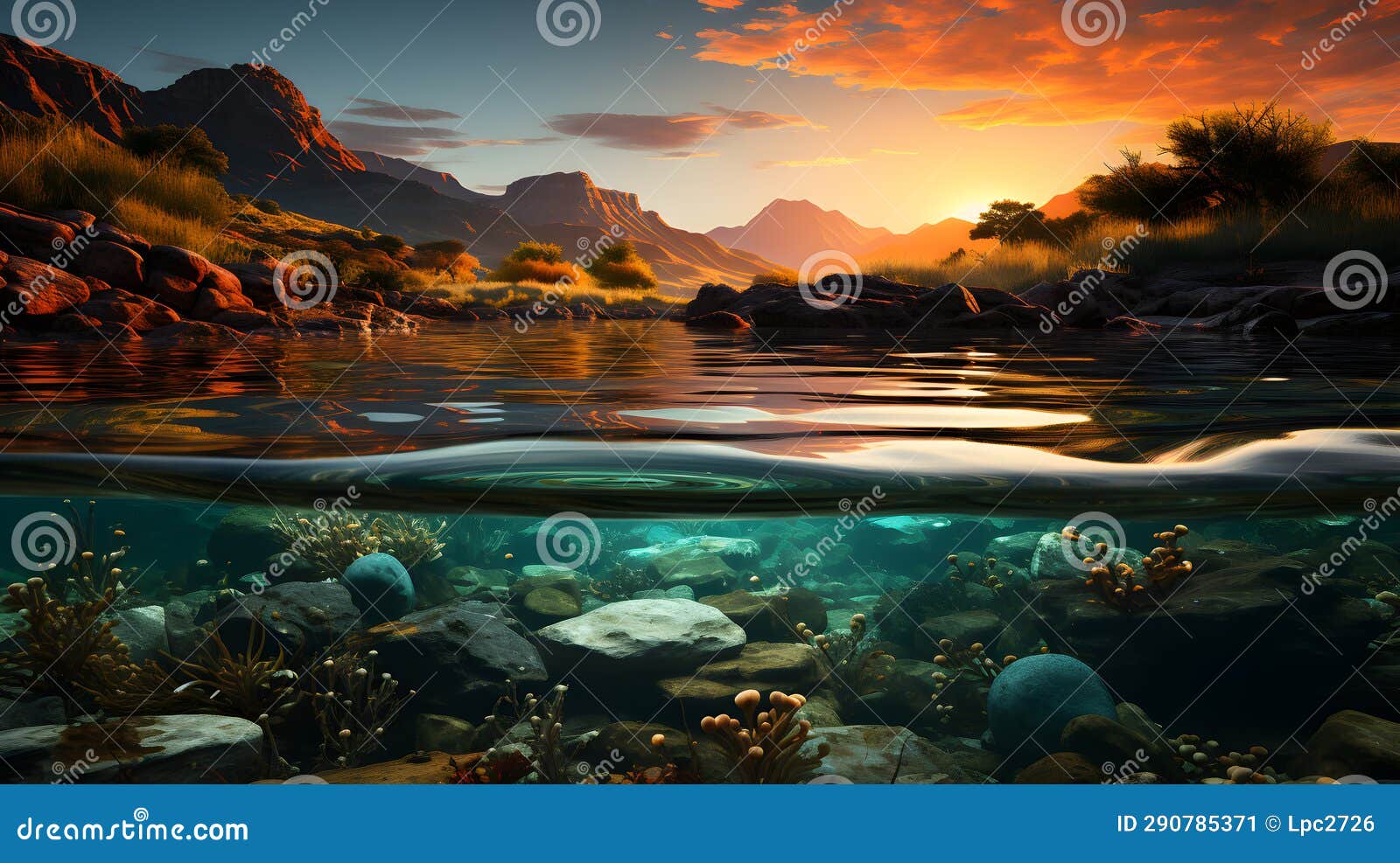 A Split Level of Photography in Sunset Stock Illustration ...