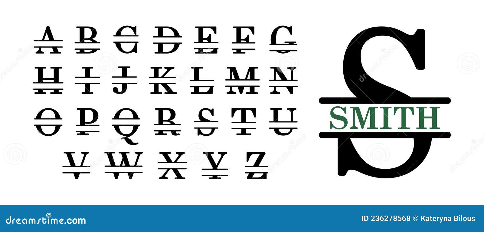 Split Monogram Alphabet Split Monogram Font Split Letters Family ...