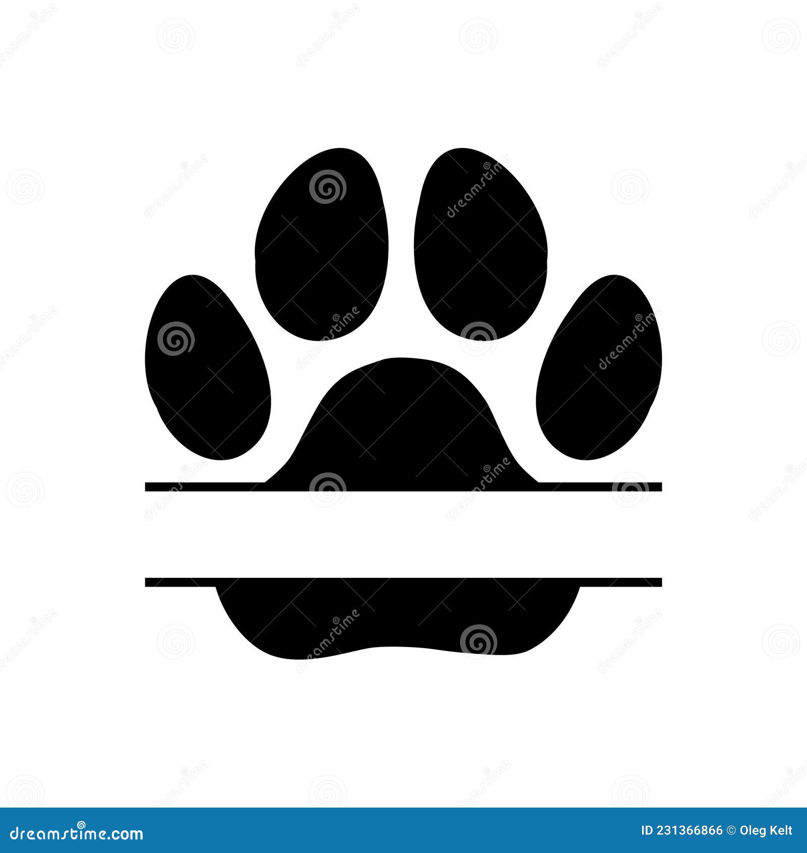 Split Monogram. Dog or Cat Footprints. Vector Isolated Silhouette ...