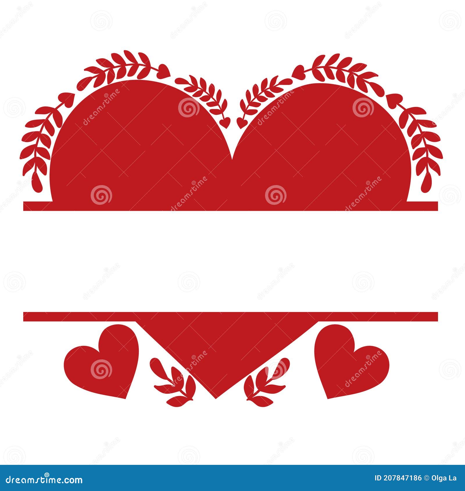 Split Name Frame for Valentines Day. Frame for Monogram. Big Heart ...