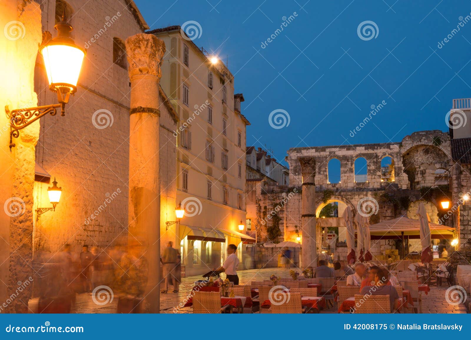 Split nightlife editorial image. Image of cafes, diocletian - 42008175