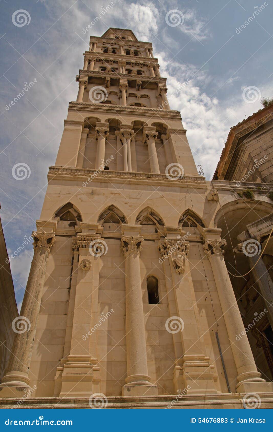 Split - Palace of Emperor Diocletian - Clock Tower Stock Image - Image ...
