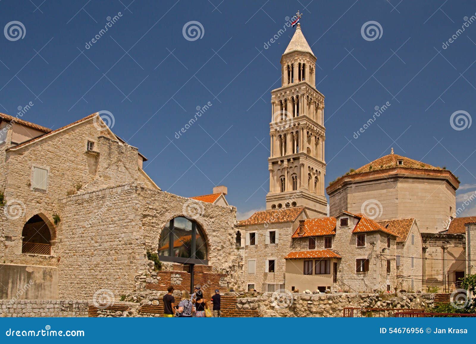 Split - Palace of Emperor Diocletian - Clock Tower Editorial Photo ...