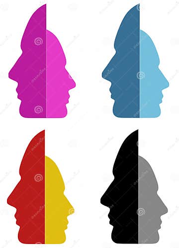 Split Personalities Faces stock illustration. Illustration of profiles ...