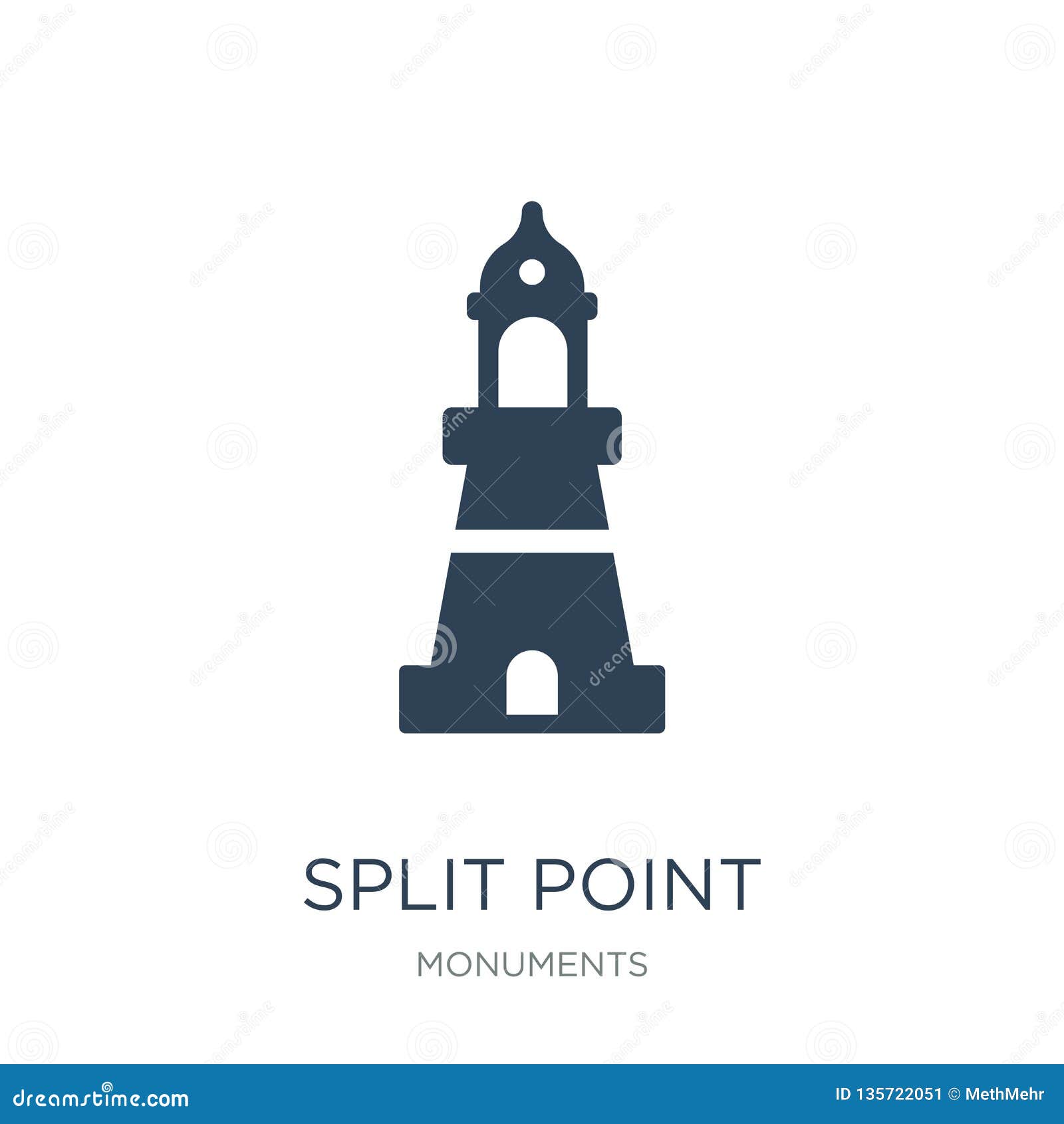 Split Point Lighthouse Icon in Trendy Design Style. Split Point ...