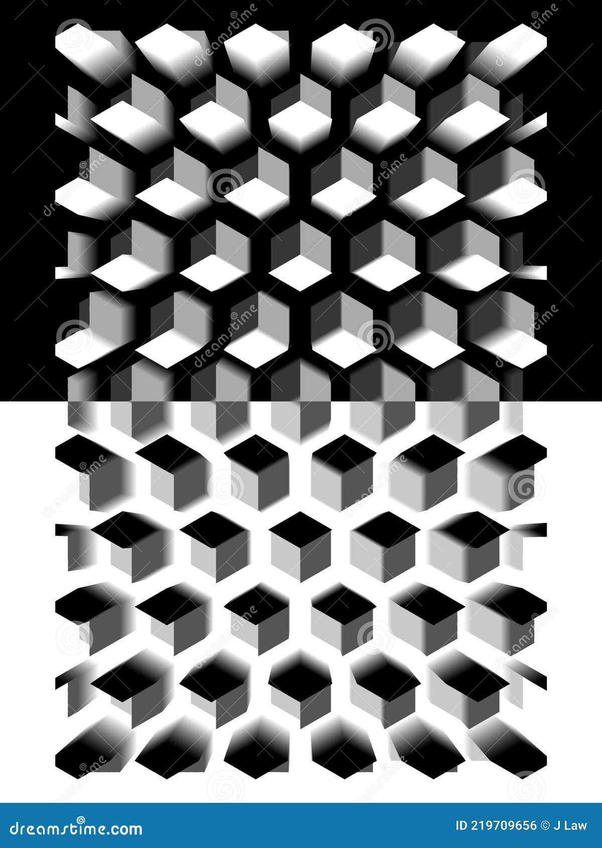 Split Positive and Negative Half Exploding Cubes Stock Illustration ...