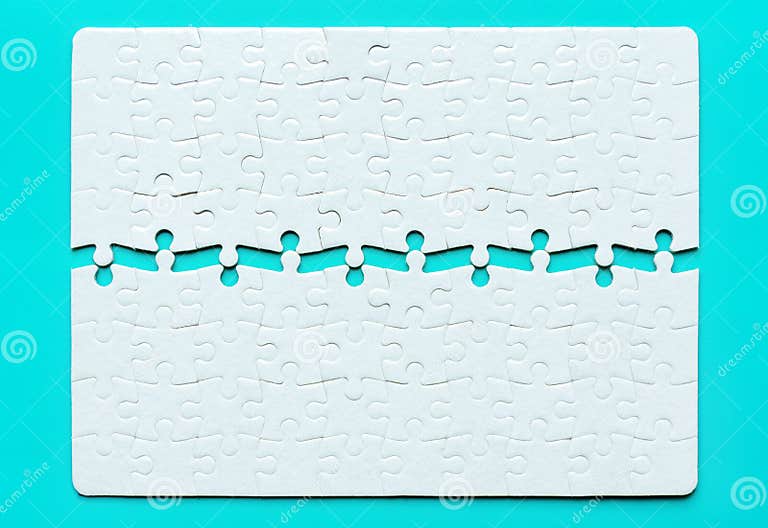 Split Rectangular Jigsaw Puzzle Isolated on Blue Stock Photo - Image of ...