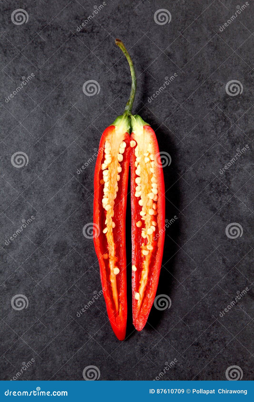 Split Red Chilli on the Table Stock Image - Image of fresh, gourmet ...