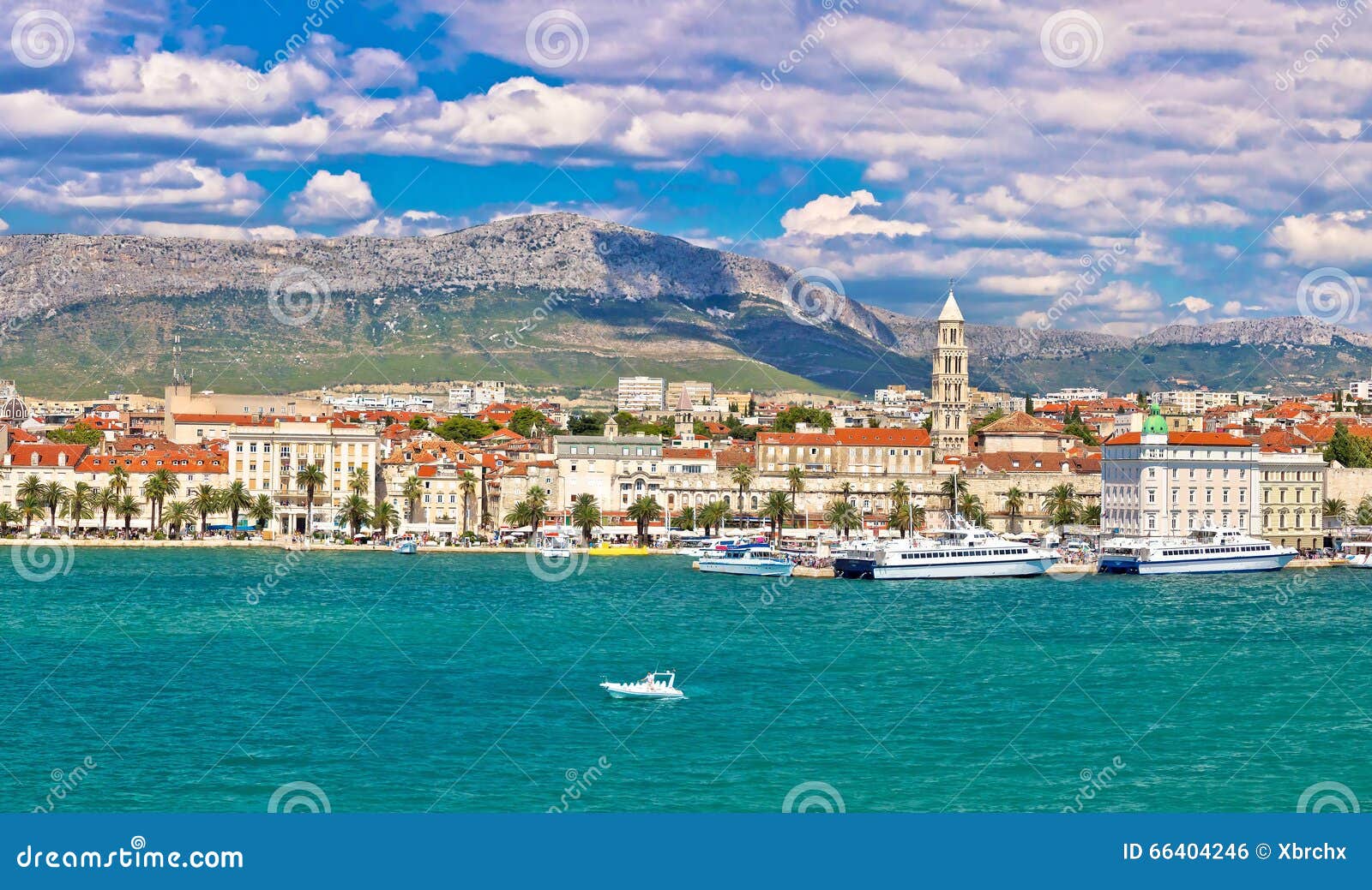 Split Riva Waterfront View from Sea Stock Photo - Image of panorama ...