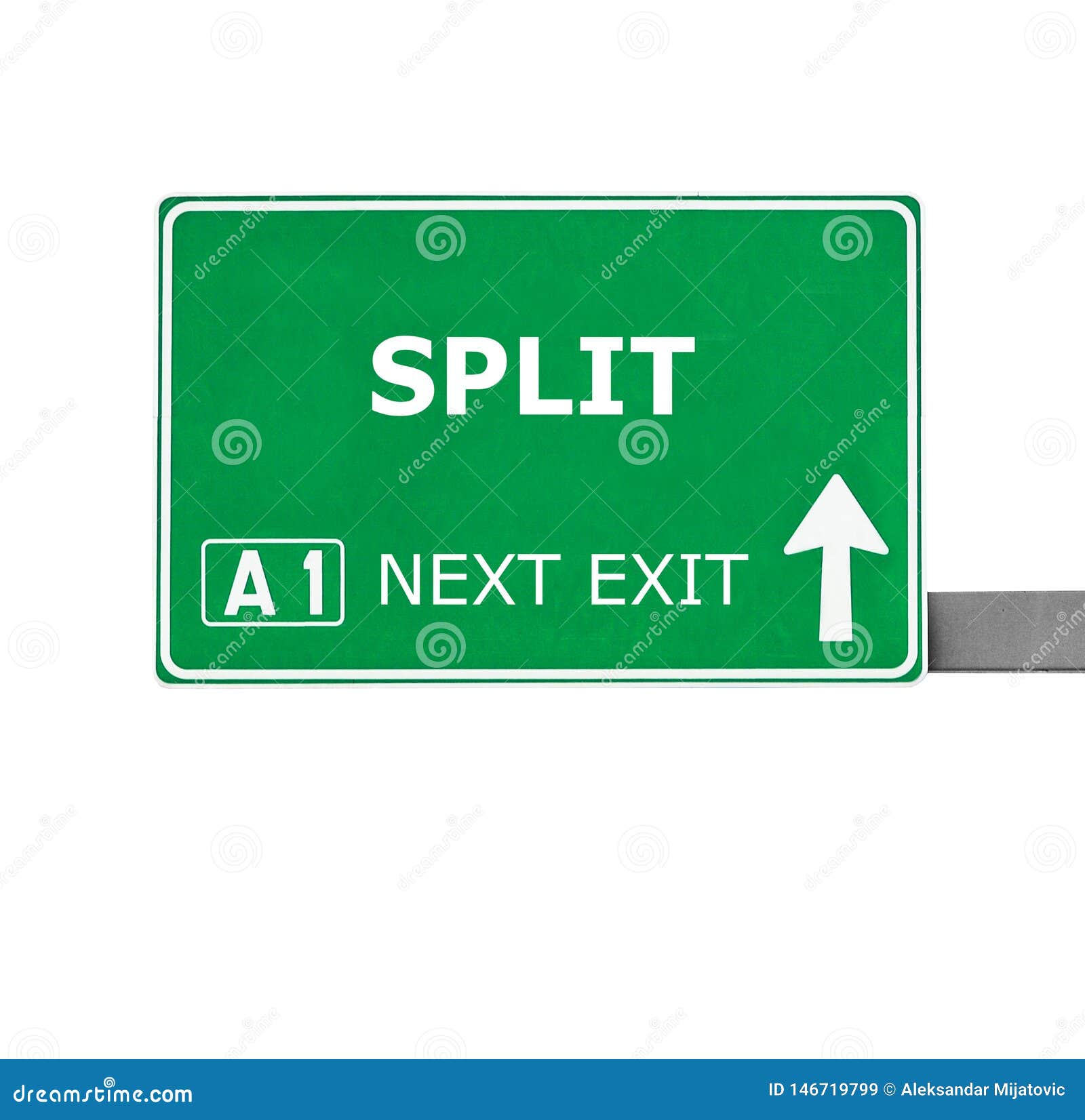 SPLIT Road Sign Isolated on White Stock Image - Image of blue ...