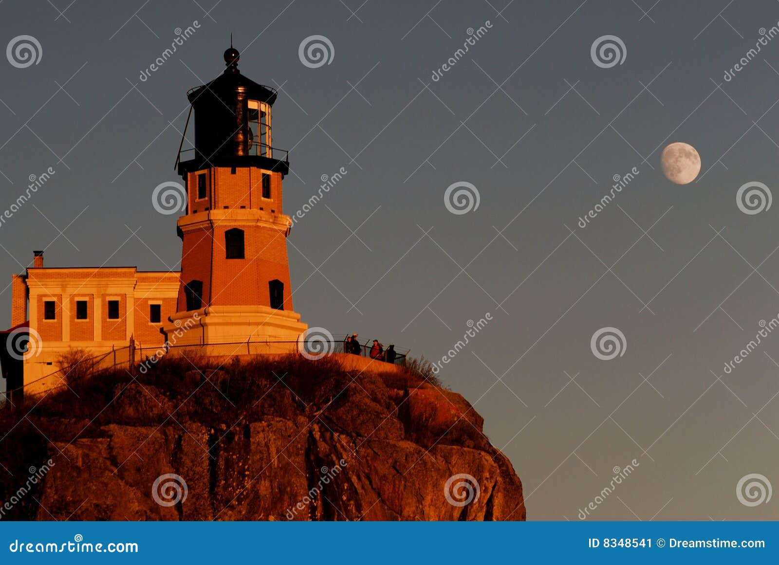 Split Rock Lighthouse With The Moon Stock Image - Image of building ...