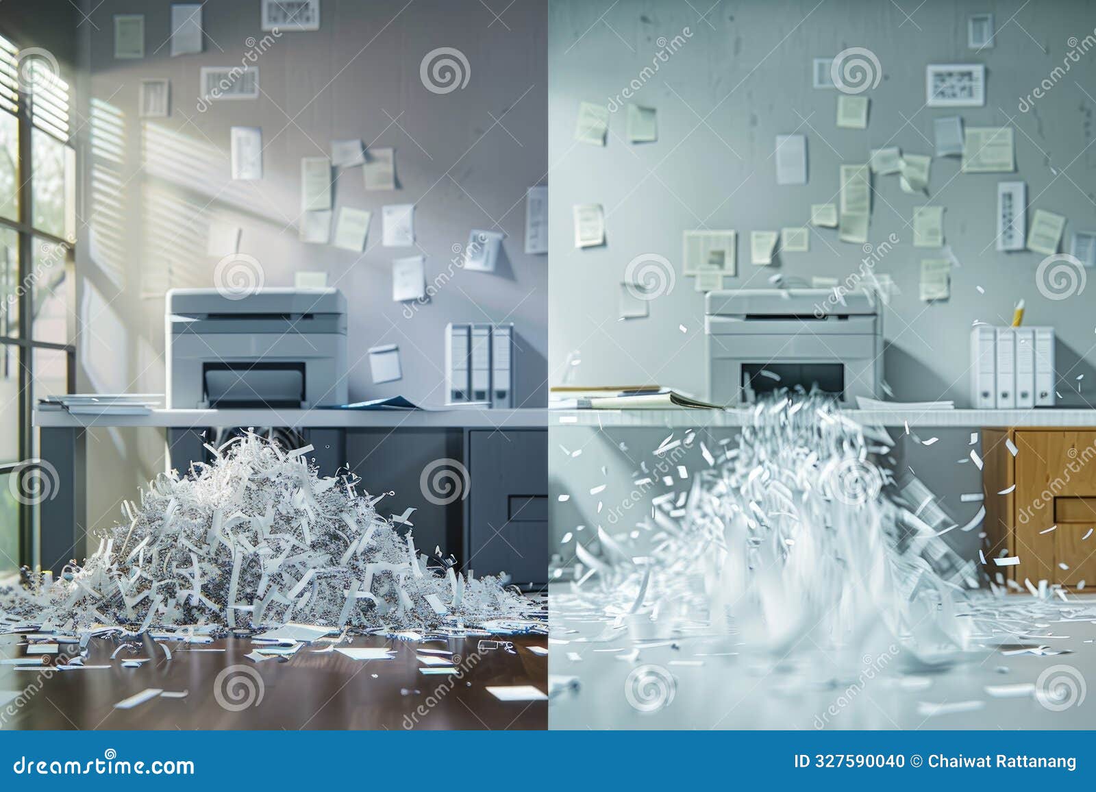 Split-Screen Comparing Intact Vs. Shredded Documents for Data Security ...