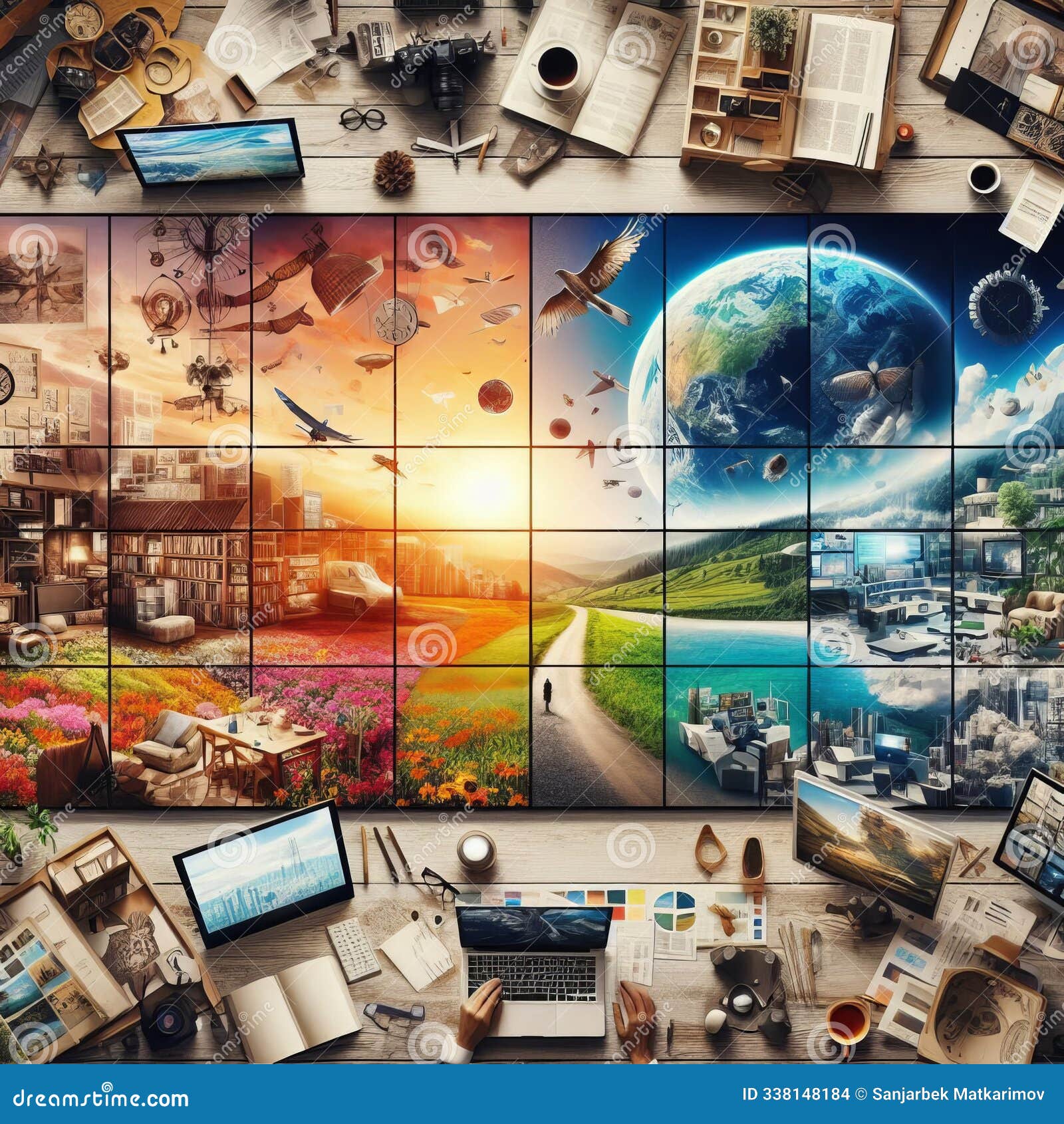 Split Screen Dividing the Image into Multiple Sections with Diff Stock ...