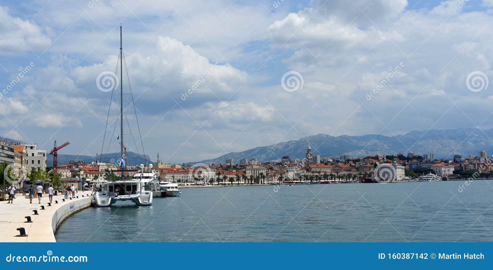 Split Seafront and Marina with Yacht. Croatia Editorial Photography ...