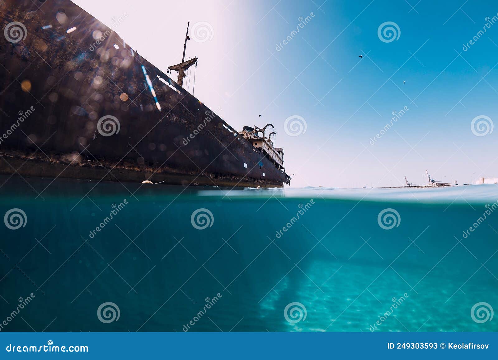 Split Shot with Old Wreckship in Atlantic Ocean Stock Image - Image of ...