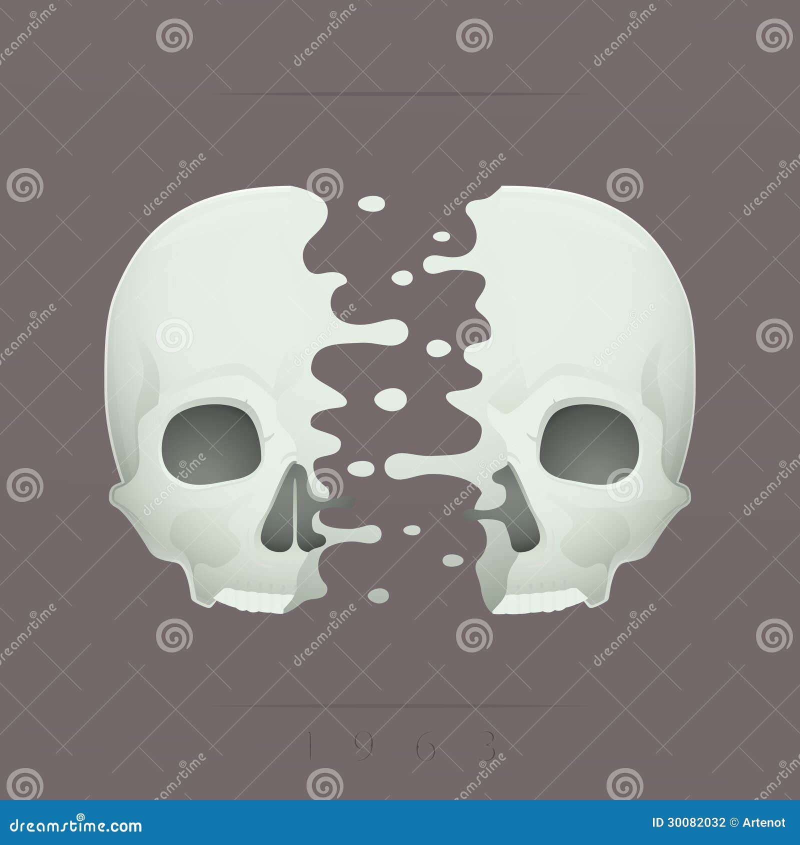 Split skull stock vector. Illustration of horror, flowing - 30082032