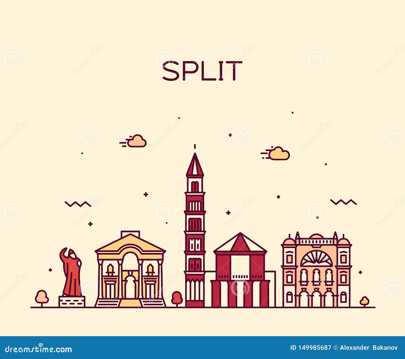 Split Skyline Croatia Vector Illustration a Linear Stock Vector ...