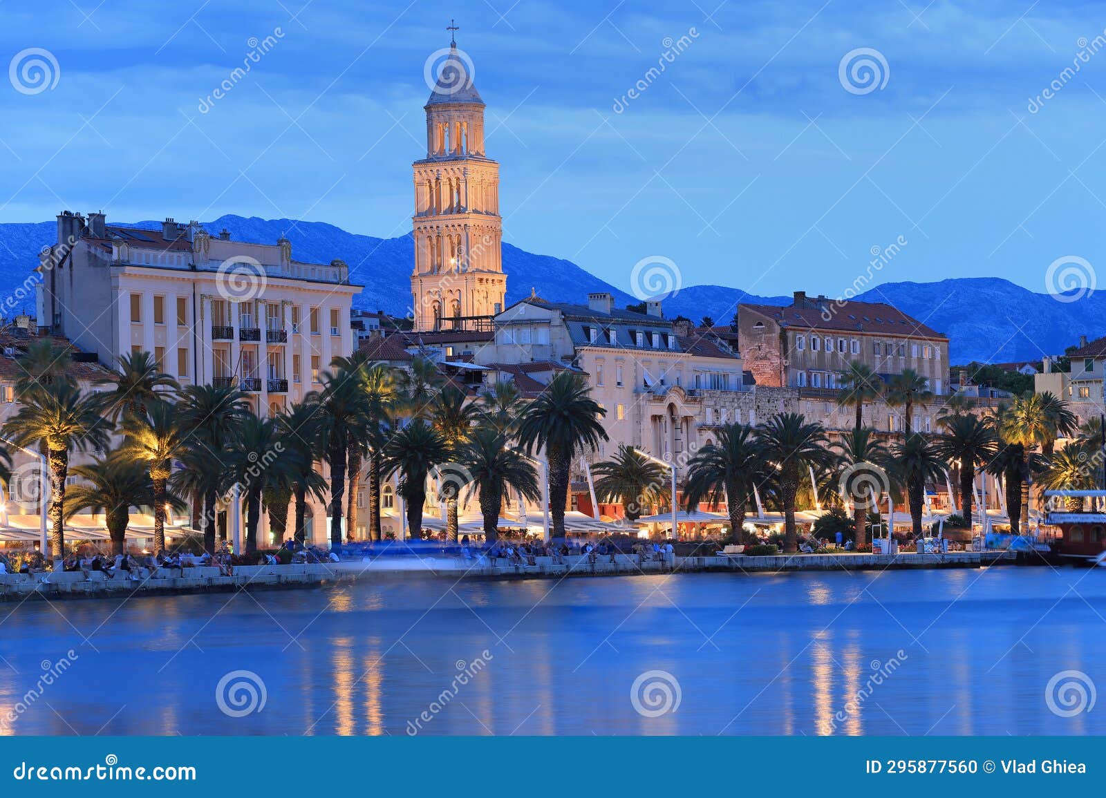 Split Skyline Illuminated at Dusk in Dalmatia Stock Photo - Image of ...