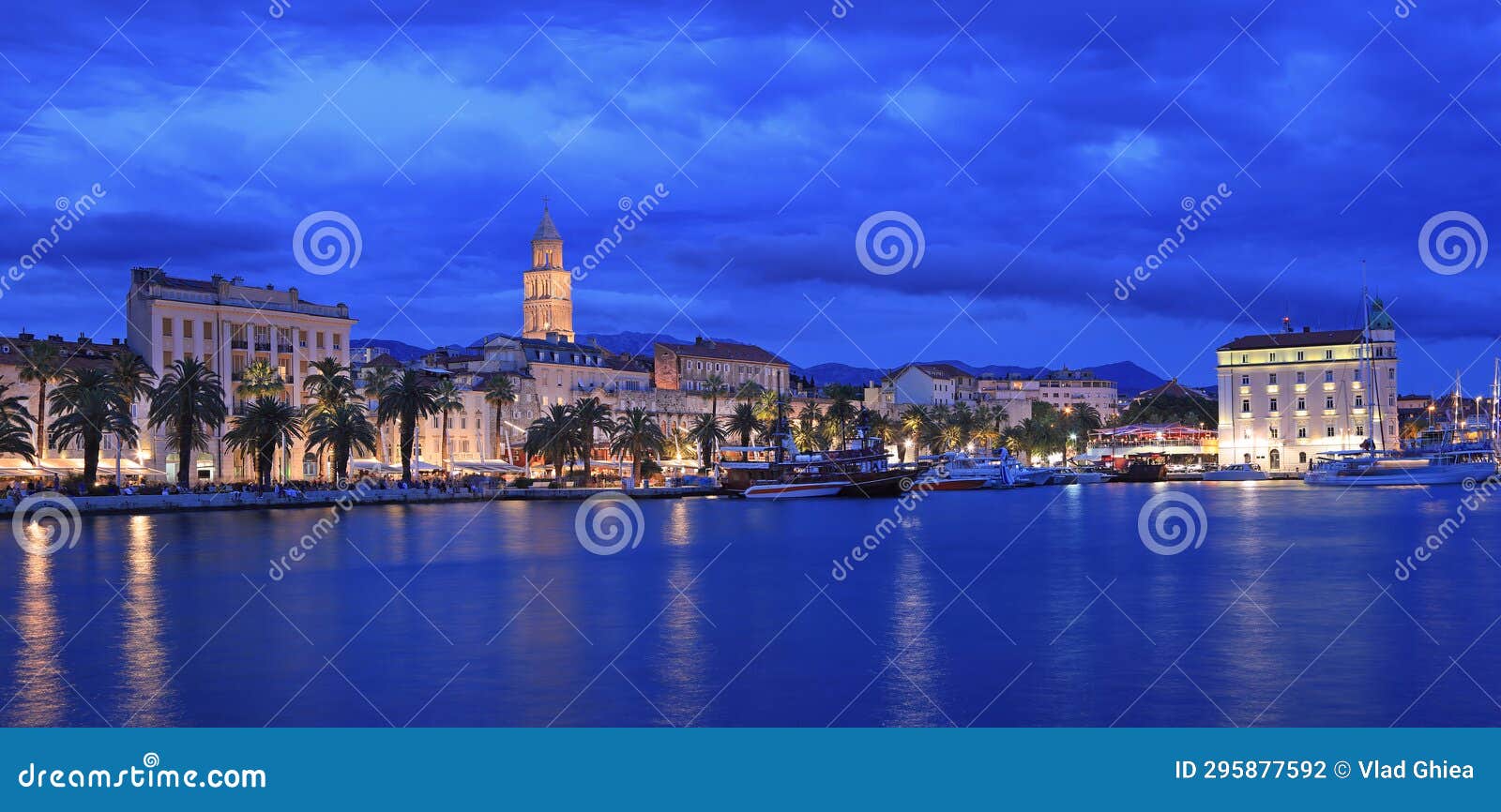 Split Skyline Illuminated at Dusk in Dalmatia Stock Photo - Image of ...