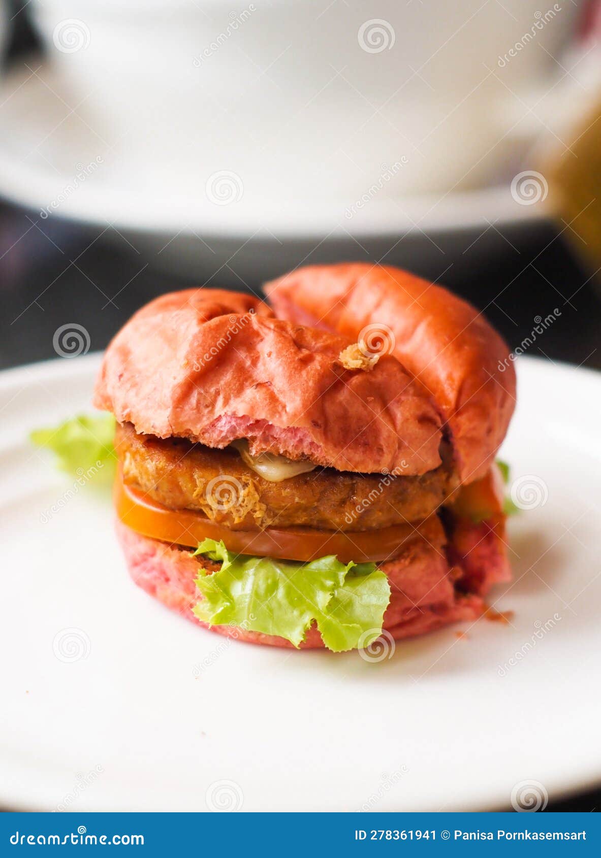 Spicy Hamburger on White Plate Stock Image - Image of produce, white ...