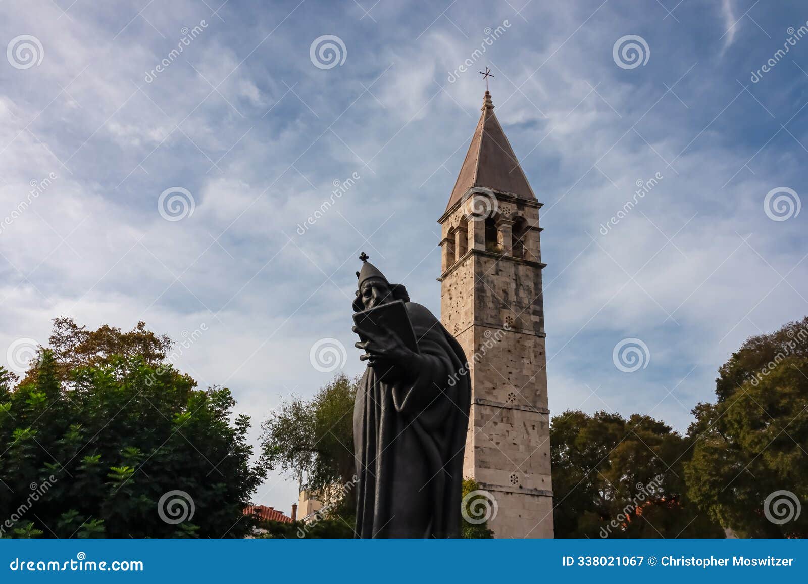 Split - Statue in Front of Bell Tower of the Chapel of the Holy Arnir ...