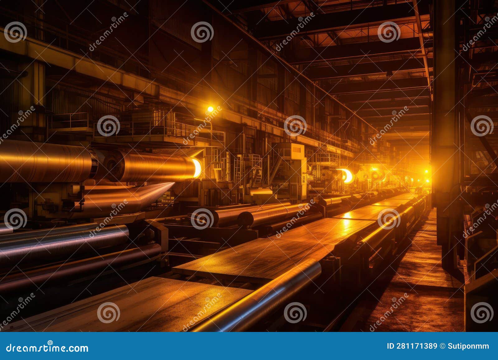 Split Steel Billet Moves Along the Conveyor Stock Illustration ...