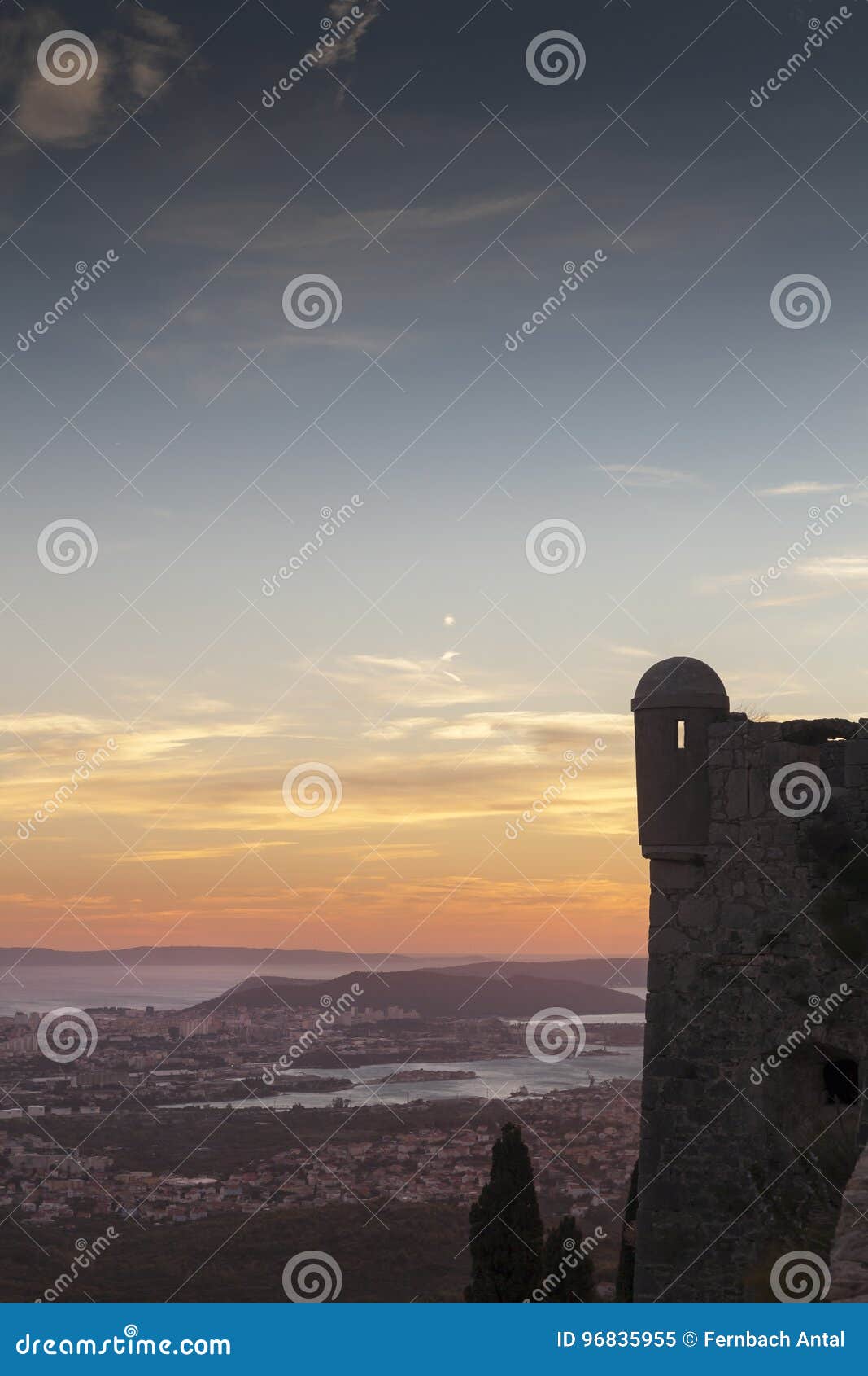 Split sunset stock image. Image of blue, medieval, croatia - 96835955