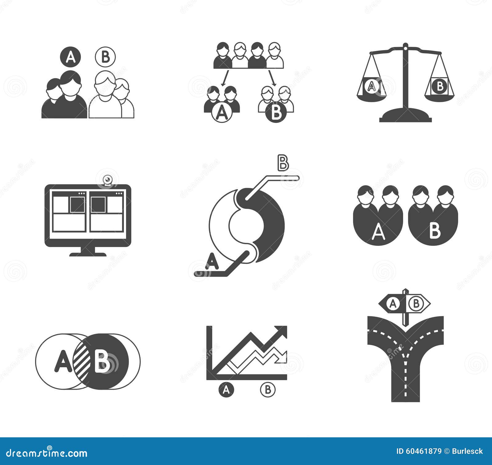 Split Testing a and B Black Icons Stock Vector - Illustration of ...