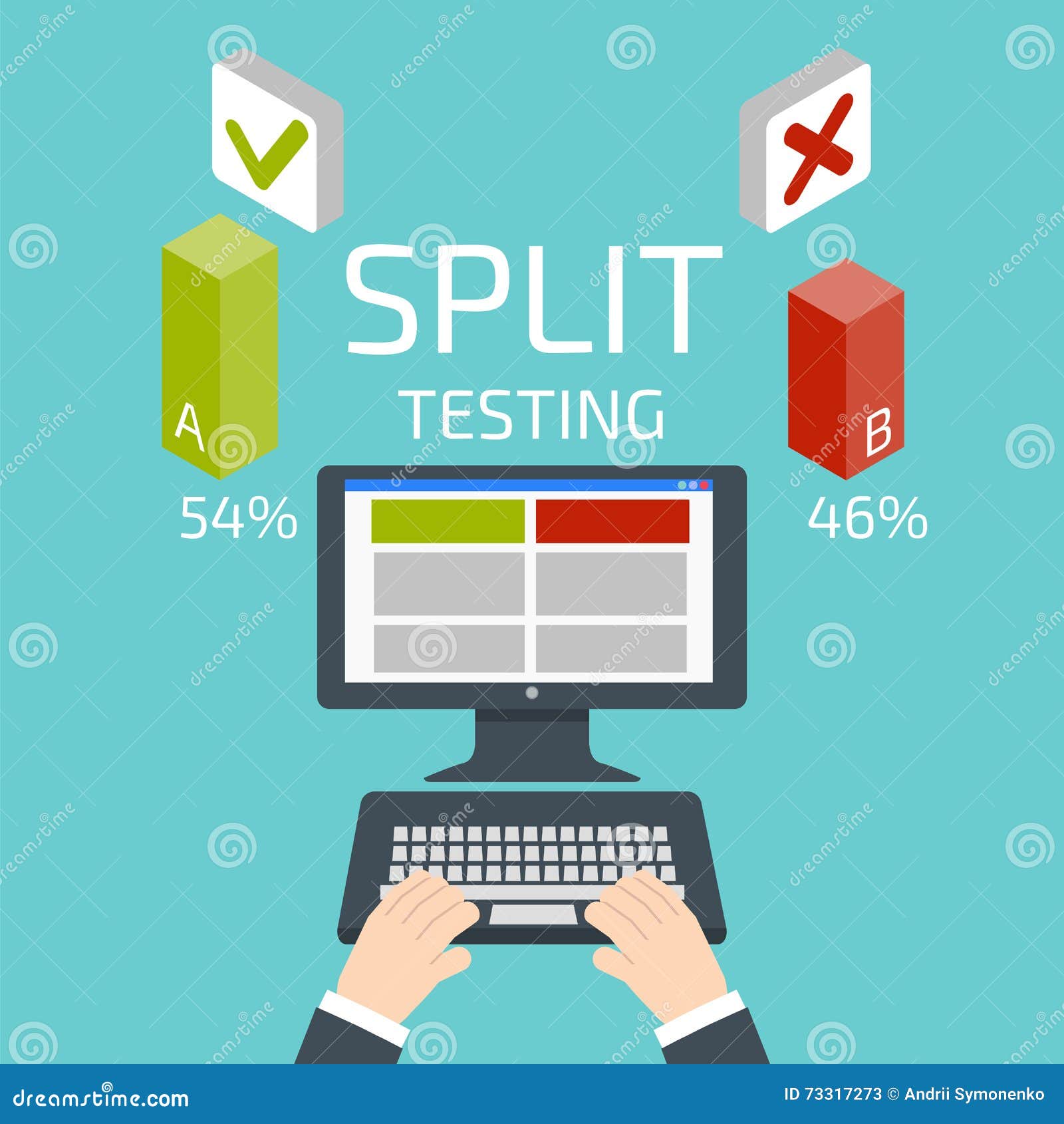 Split Testing. Hands and Decktop Stock Vector - Illustration of idea ...