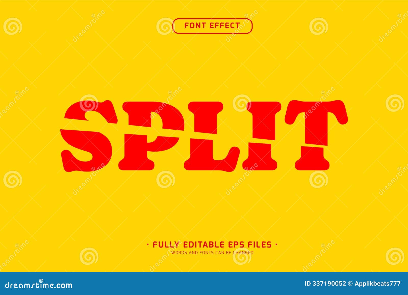 Split Text Effect, Editable Vector Font Style Stock Vector ...