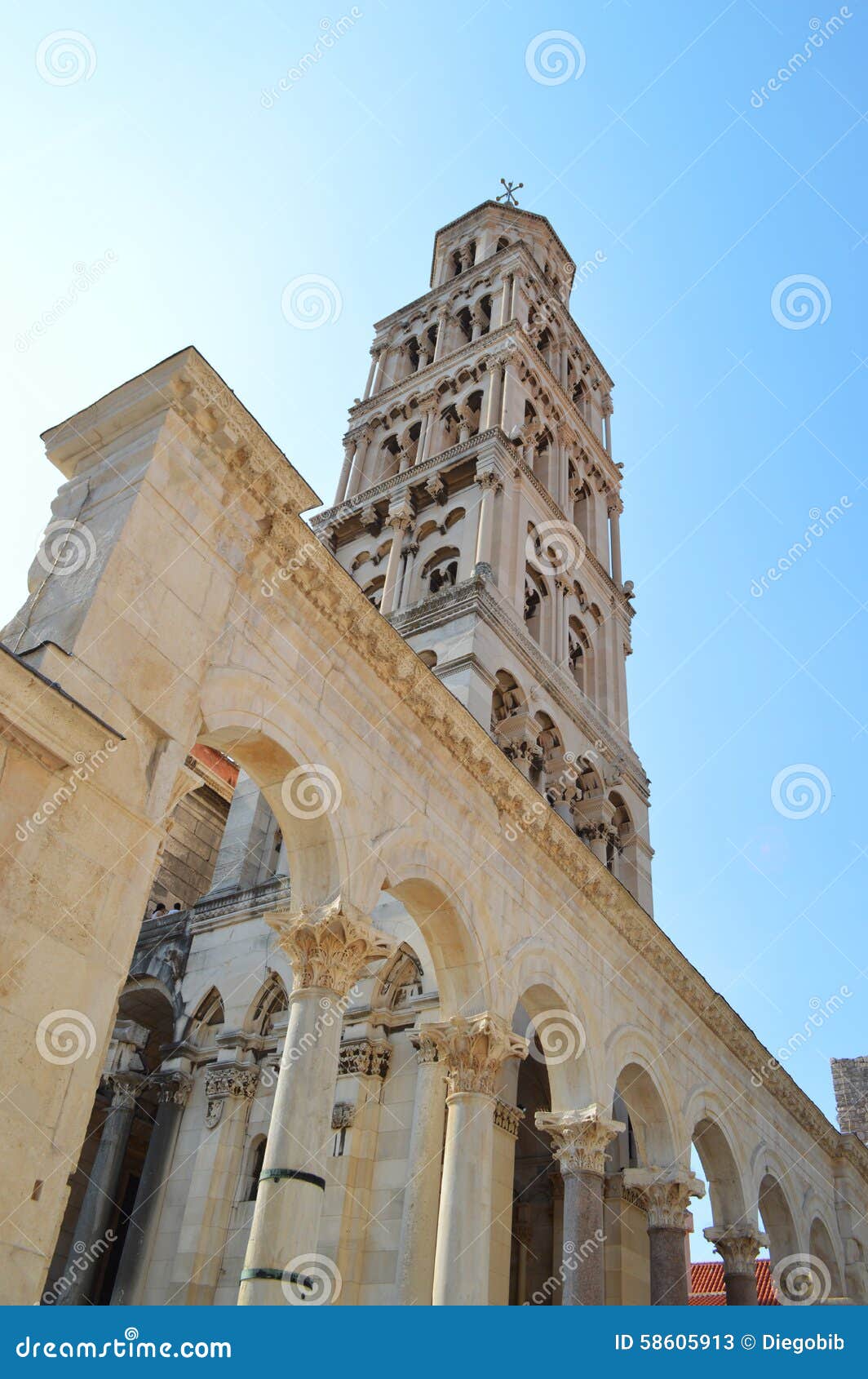 Split Tower of Cathedral of Saint Duje Stock Image - Image of ...