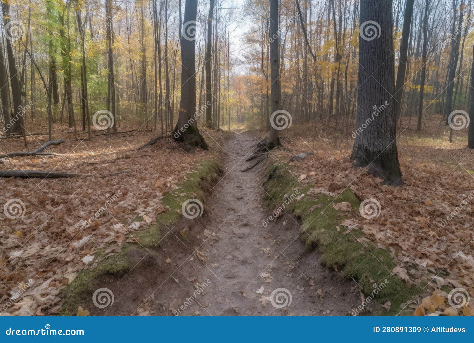 Split in the Trail with Markers Visible on Both Sides Stock ...