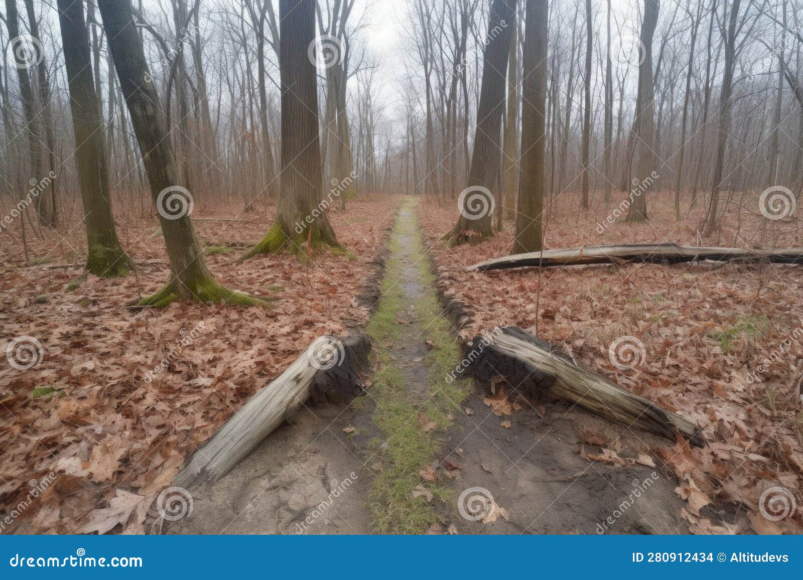 Split in the Trail with Markers Visible on Both Sides Stock ...