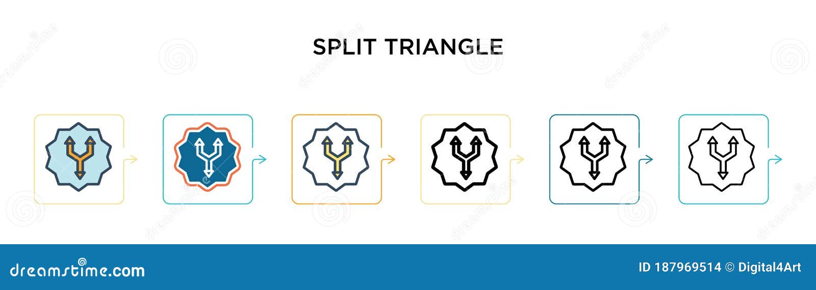 Split Triangle Vector Icon in 6 Different Modern Styles. Black, Two ...
