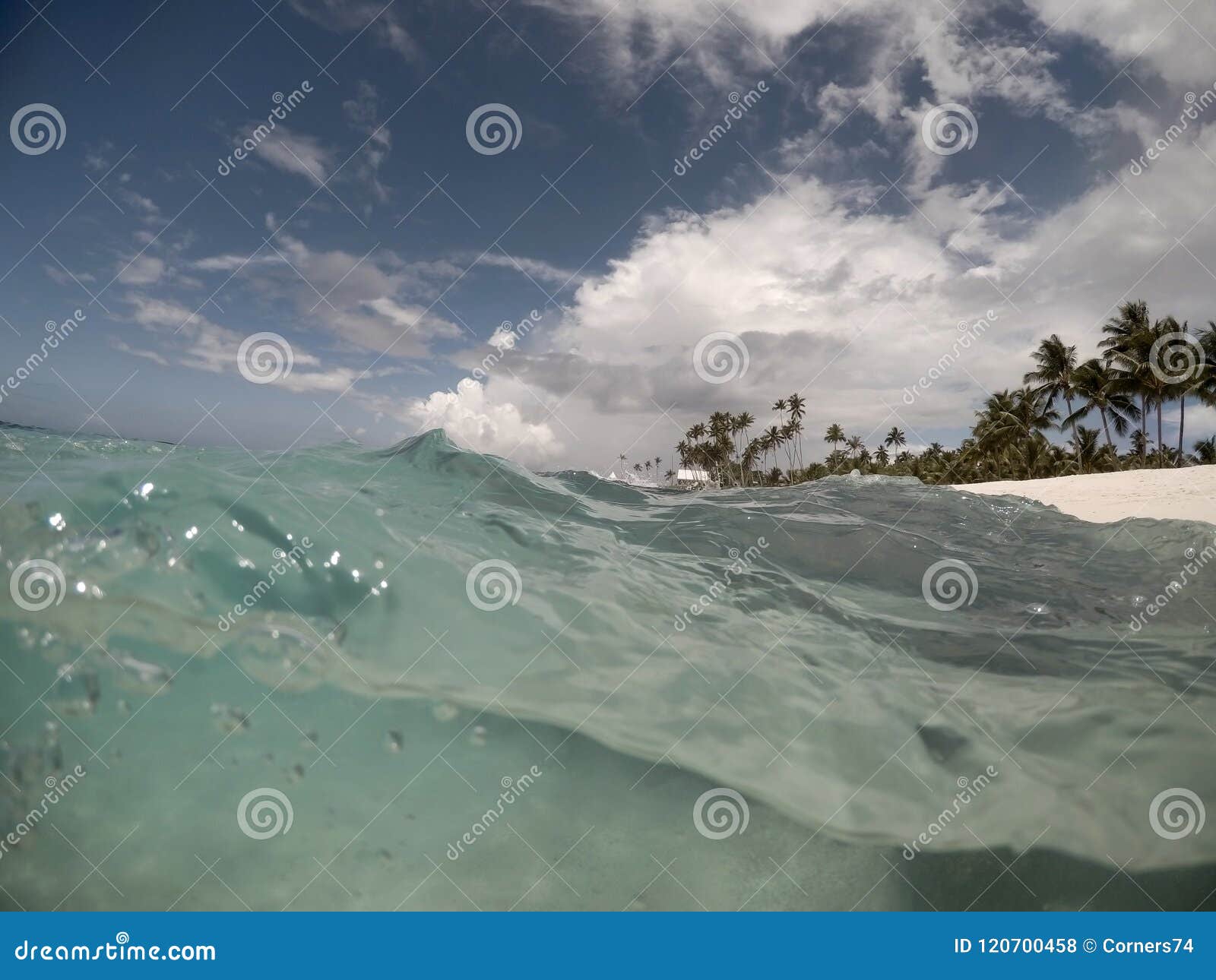 Split View Half and Half of Choppy Waves and Sea Underwater at M Stock ...