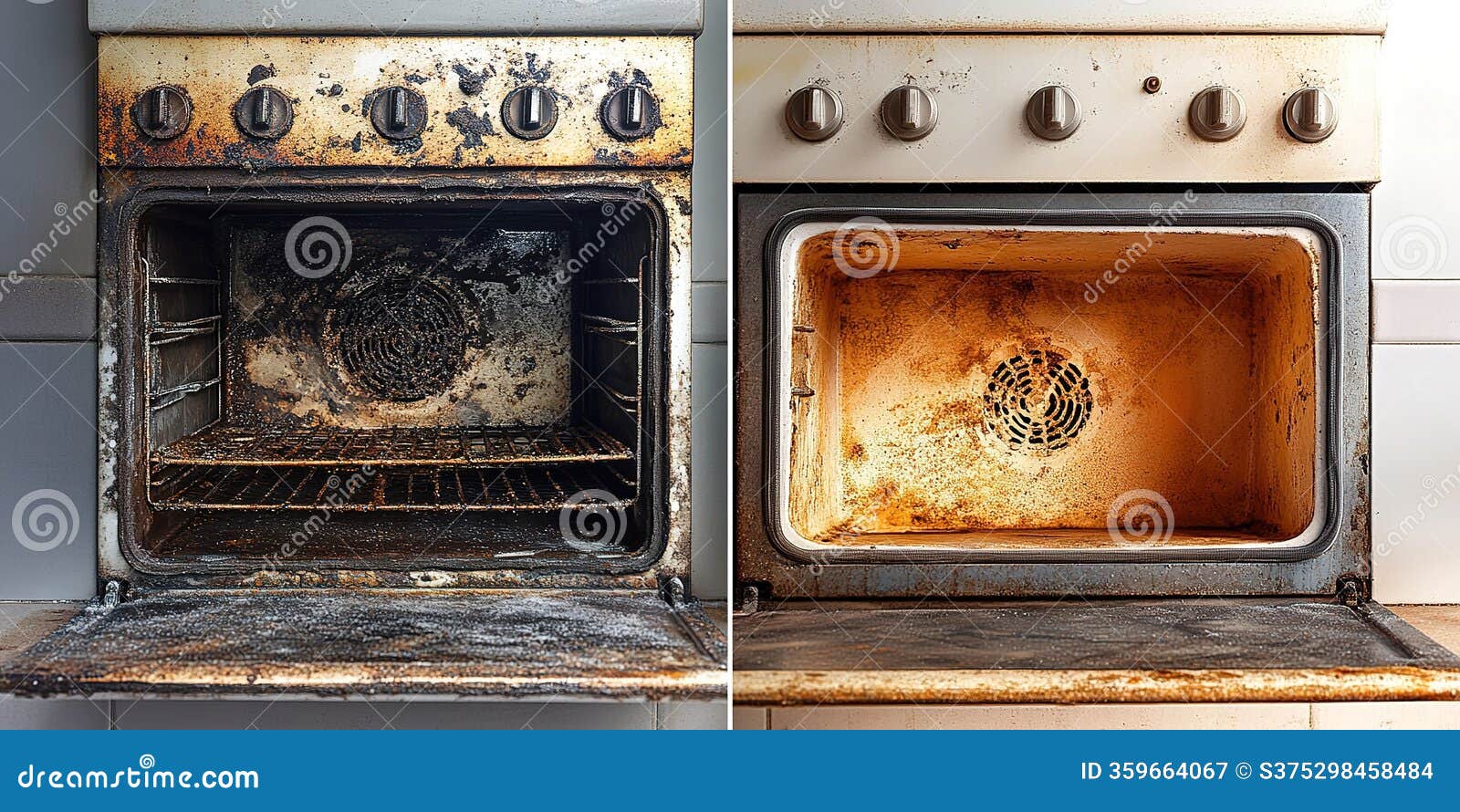 Before and after Comparison of a Heavily Soiled and Clean Oven ...