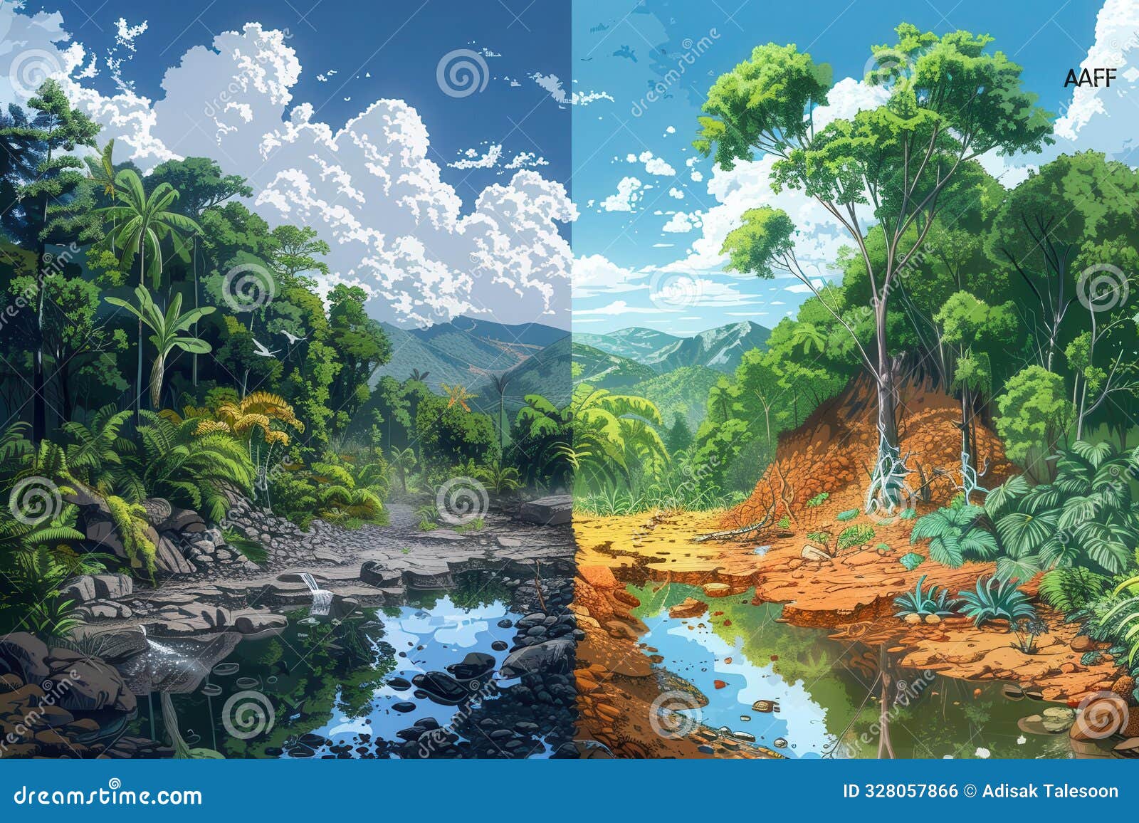 Before And After A Splitscreen Illustration Comparing A Healthy ...