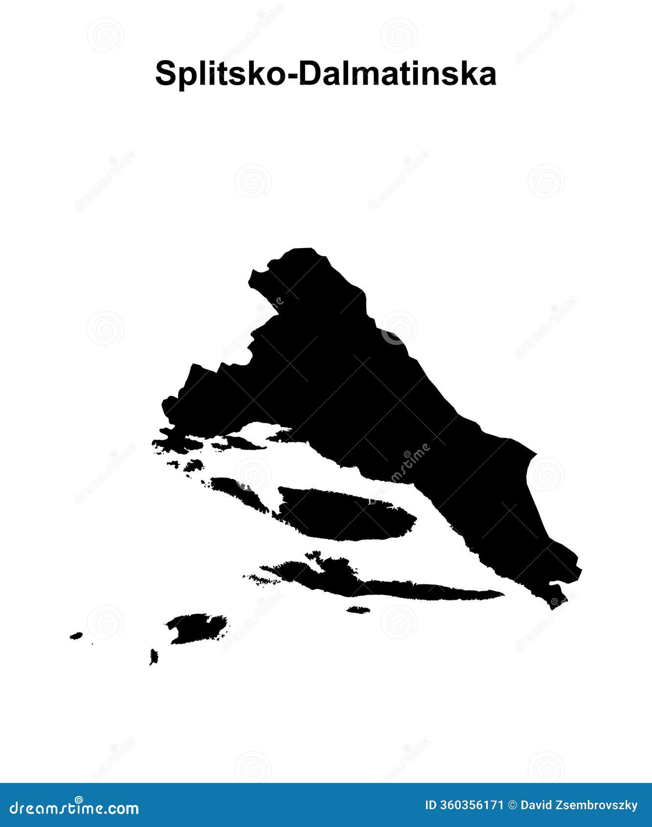 Splitsko-Dalmatinska Croatia Outline Map Cartoon Vector | CartoonDealer ...