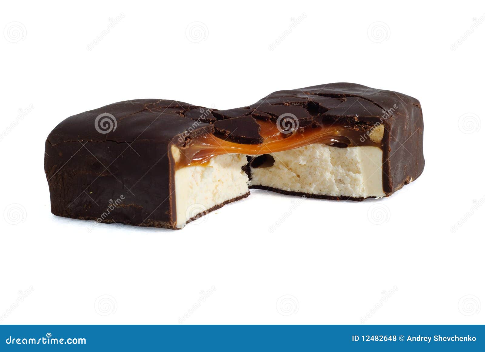 Splitted chocolate candy stock photo. Image of nougat - 12482648