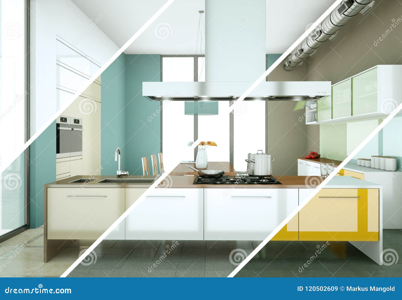Splitted Color Variations of a Modern Kitchen with a Beautiful Design ...