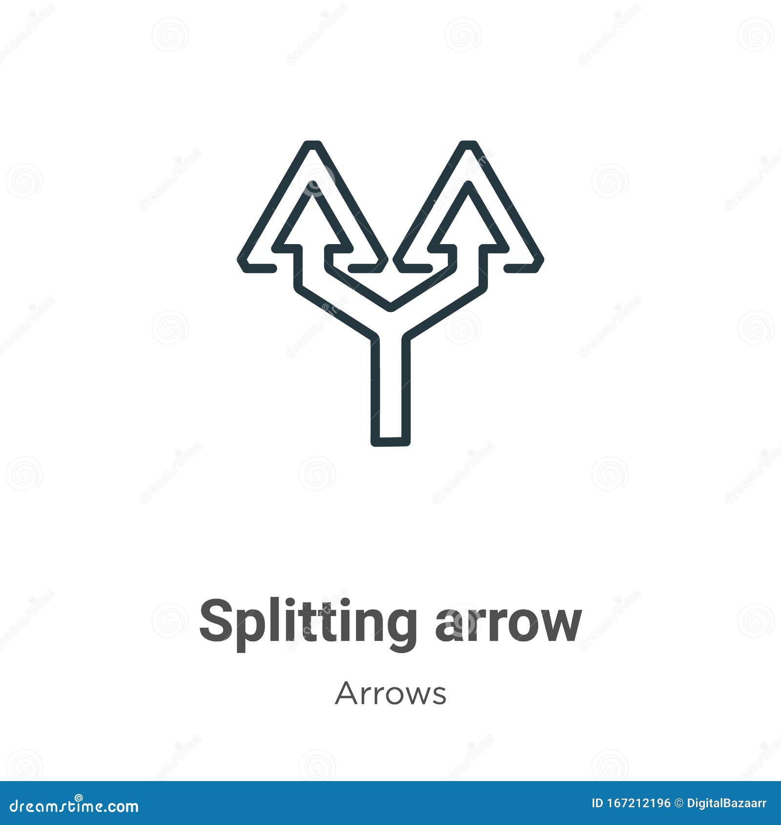 Splitting Arrow Outline Vector Icon Thin Line Black Splitting Arrow