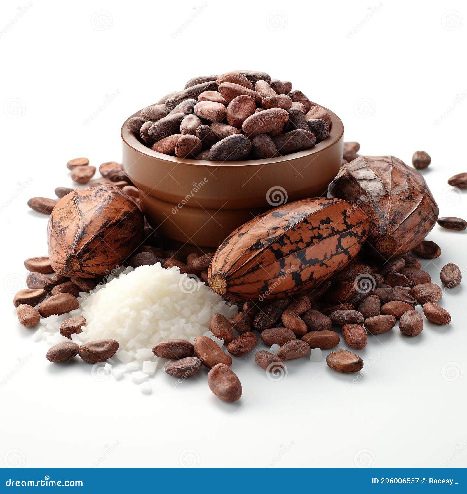 Splitting Cocoa on a White Background Stock Illustration - Illustration ...