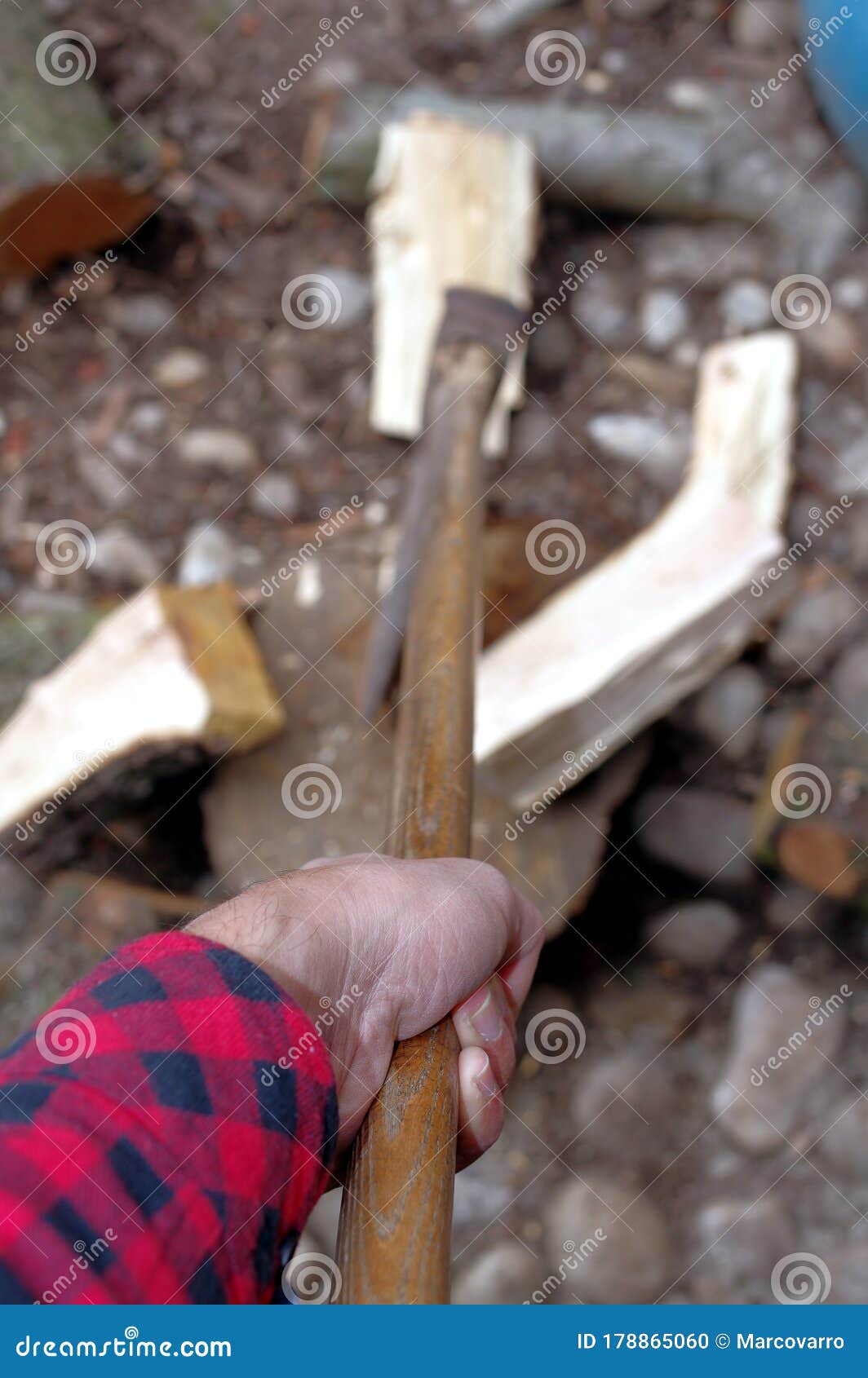 Splitting firewood axe stock photo. Image of sharp, bark - 178865060