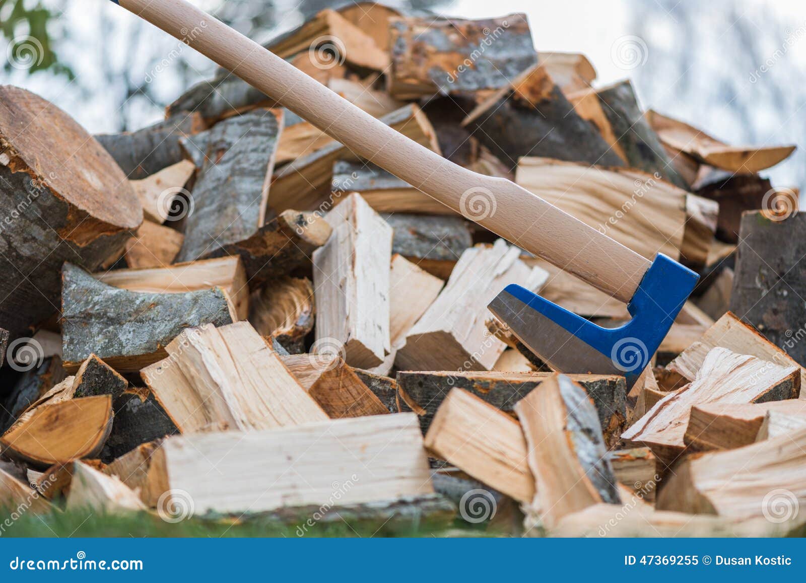 Man Splitting Wood And Cutting Firewood With Axe Stock Photography ...